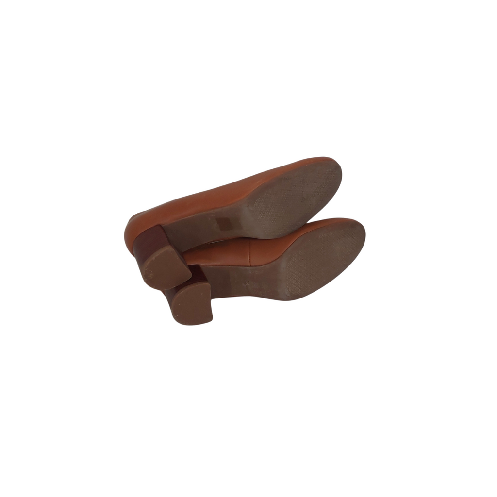 Tory Burch Tan Leather 'Janey' Block Heel Pumps | Pre Loved | | Secret ...