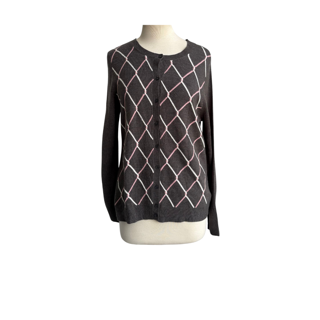 Croft & Barrow Grey Knit With Pink and White Argyle Pattern | Gently U ...