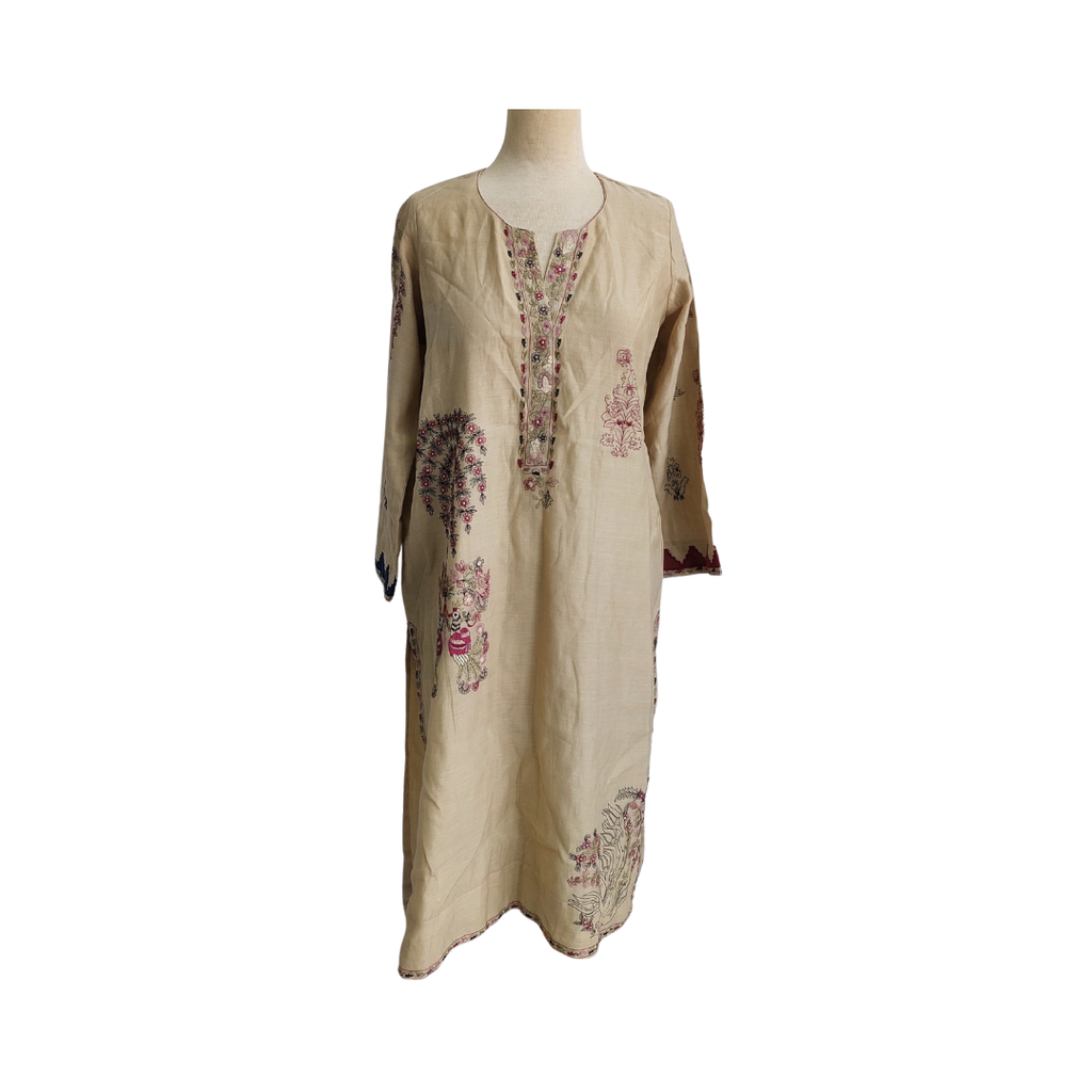 Miraka Beige Embroidered Kurta | Gently Used | | Secret Stash