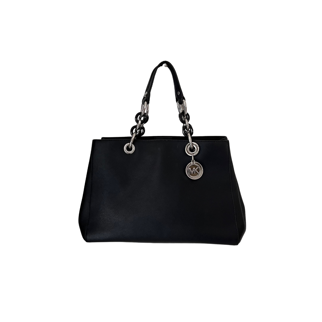 Michael Kors Black Cynthia Medium Leather Satchel Pre Loved Secret Stash