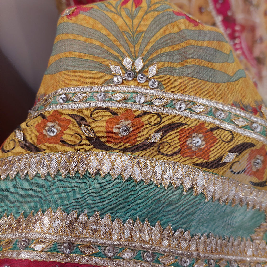 Sania Maskatiya Woven Gota Peshwaz Gown with Dupatta | Pre Loved ...