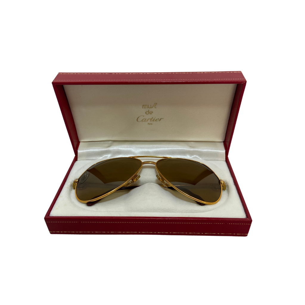 Cartier Gold Metal Limited Edition Unisex Aviator Sunglasses | Gently ...
